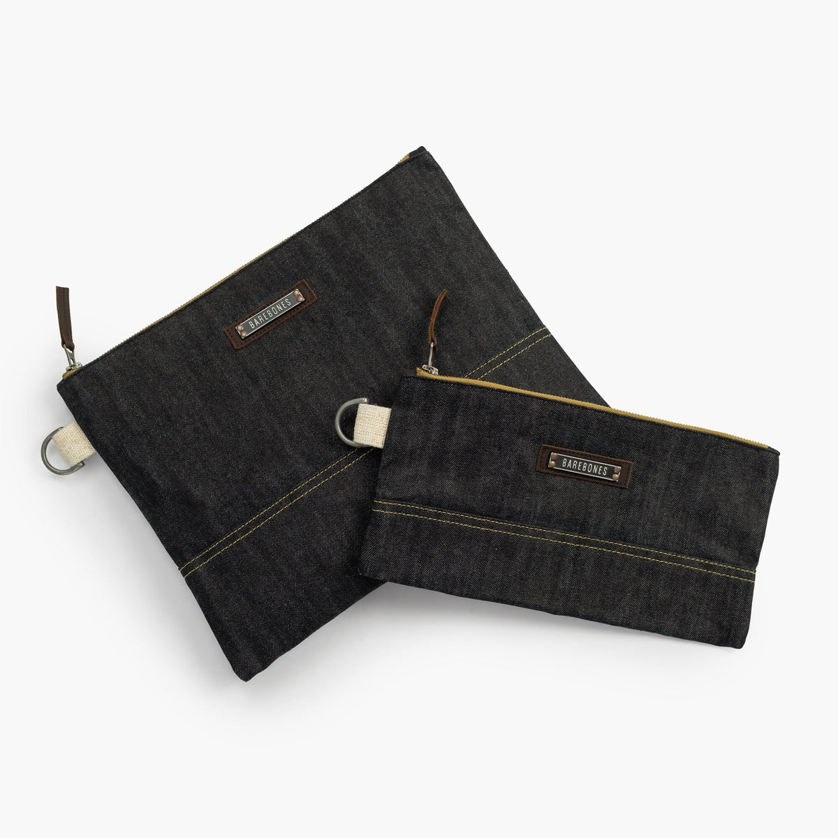 Barebones Neelum Zipper Pouch | Waxed Denim Zip Bag