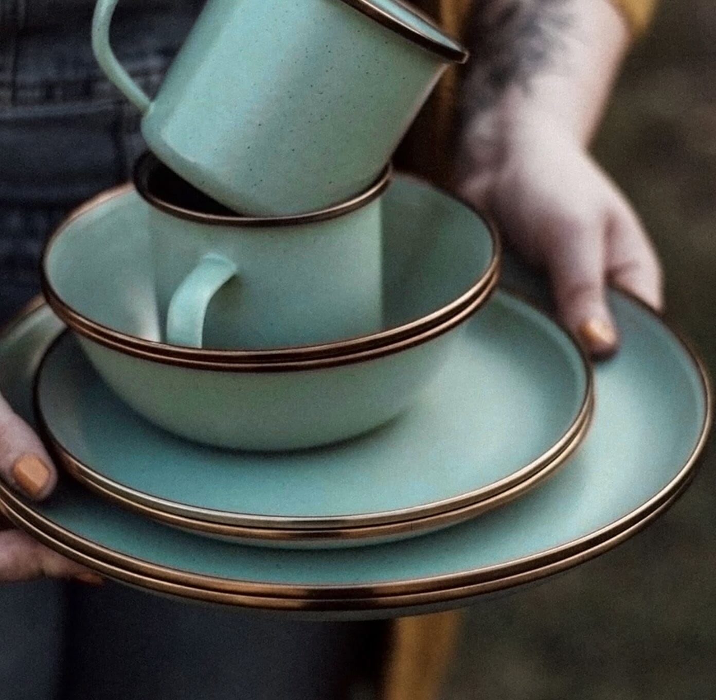 Enamelware Dining Collection - Mint Enamelware Dishes – Barebones