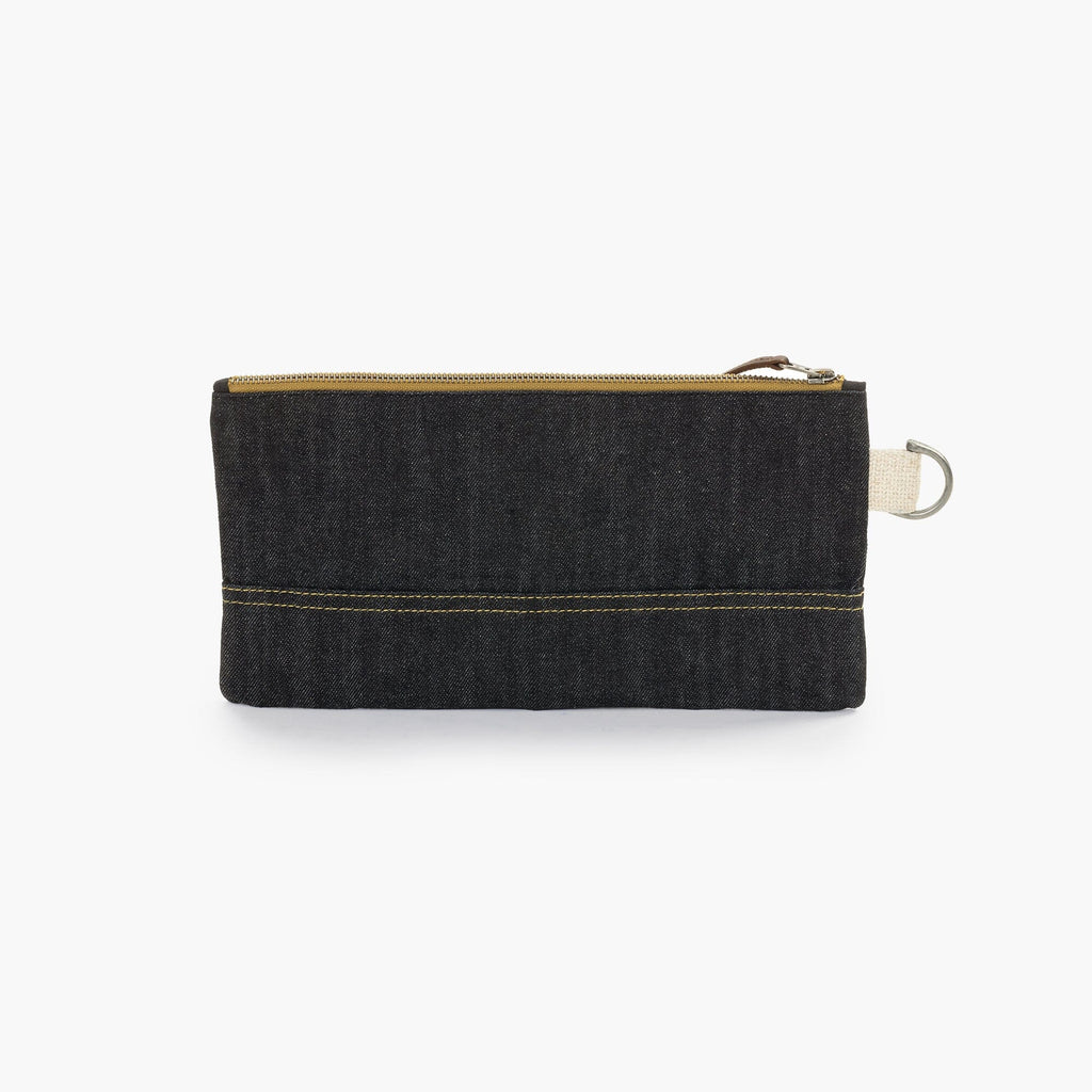 Barebones Neelum Zipper Pouch | Waxed Denim Zip Bag