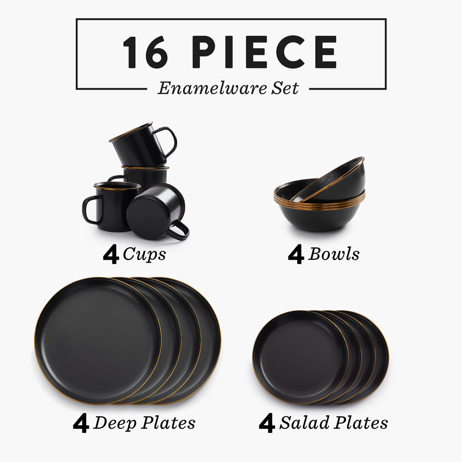 Enamelware Dining Collection - Charcoal Enamelware Dishes – Barebones