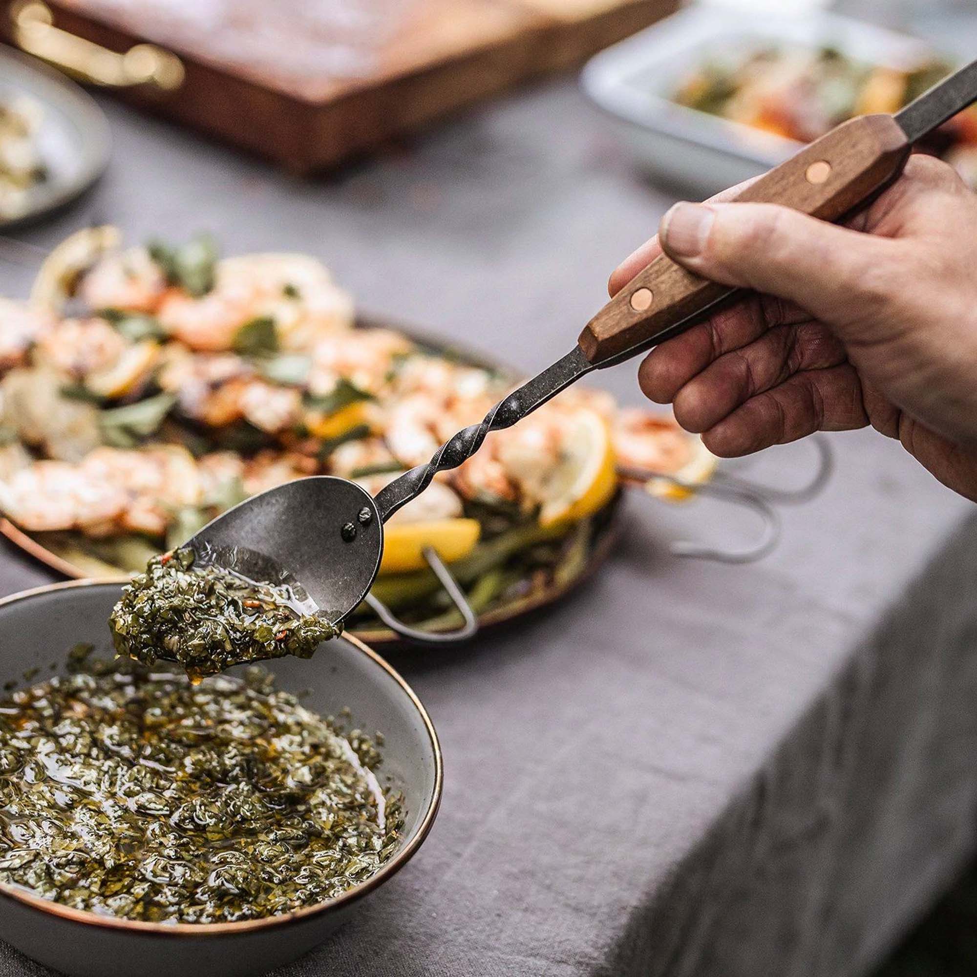 Barebones Cowboy Grill Chef Spoon | Stainless Steel Cooking Spoon