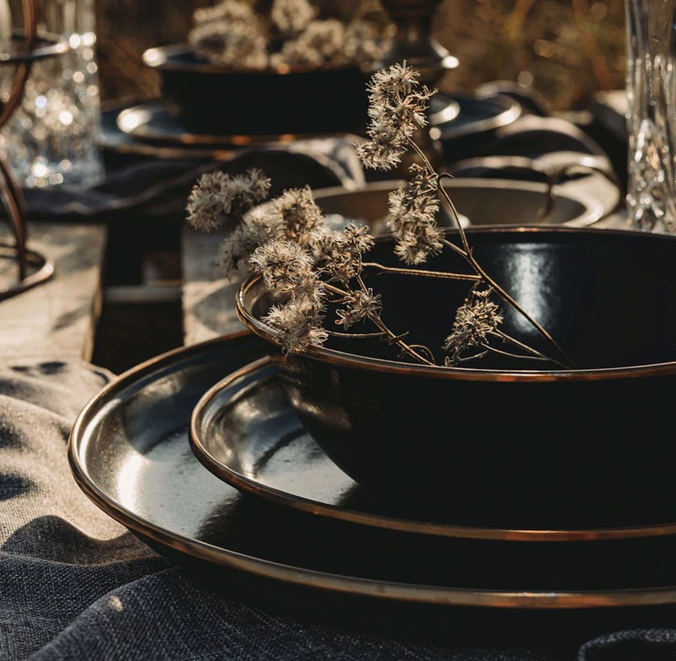 Enamelware Dining Collection - Charcoal Enamelware Dishes – Barebones