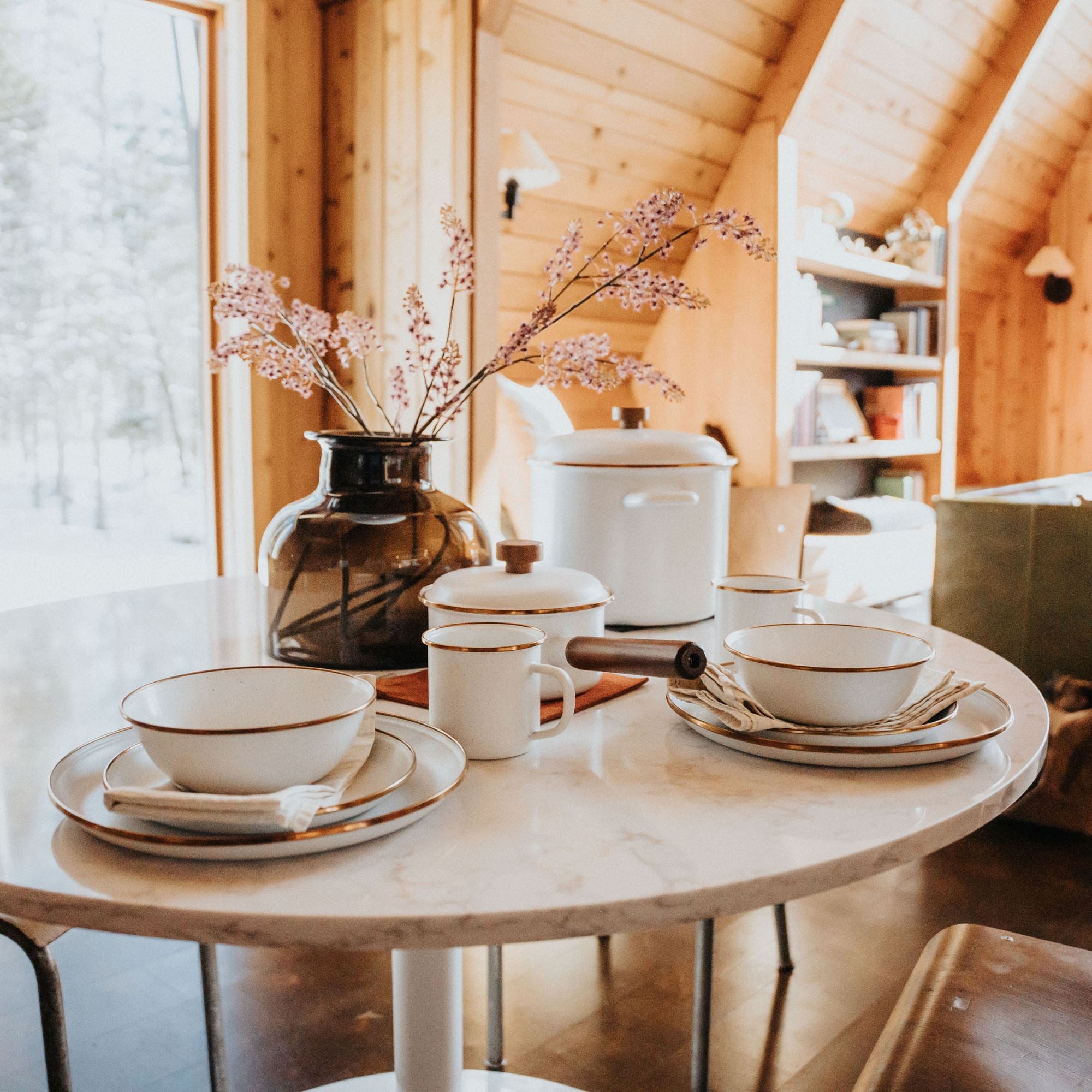 Enamelware Dining Collection - Eggshell Enamelware Dishes – Barebones