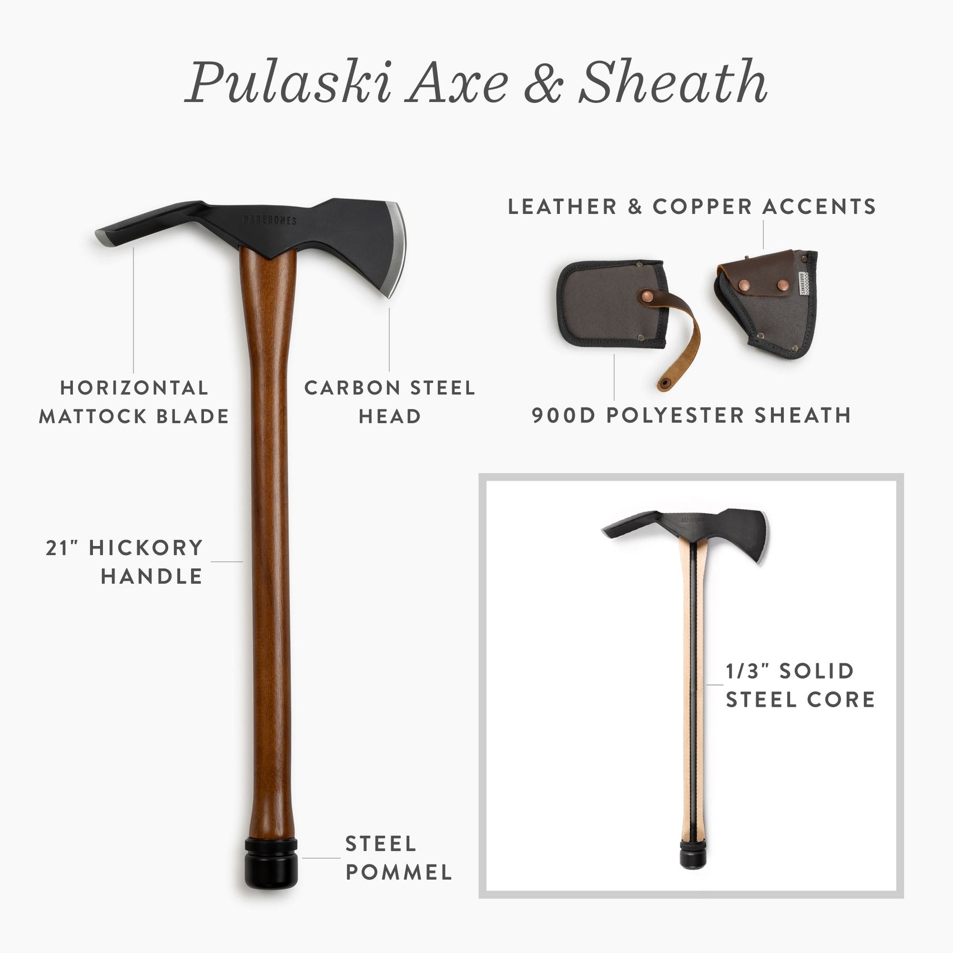 Barebones Pulaski Axe with Sheath & Hex Key