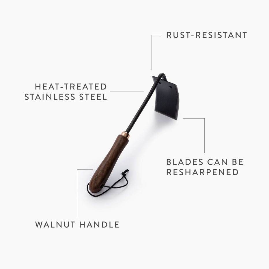 Barebones Square Hand Hoe - Heat Treated Stainless Steel Blade