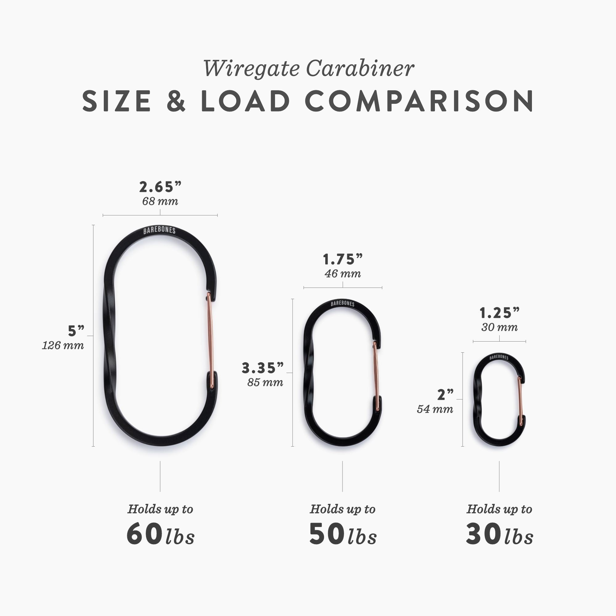 Wiregate Carabiners - 3 Sizes – Barebones